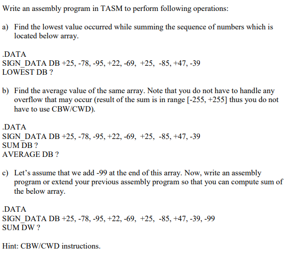 Solved Write An Assembly Program In Tasm That Decides 2198