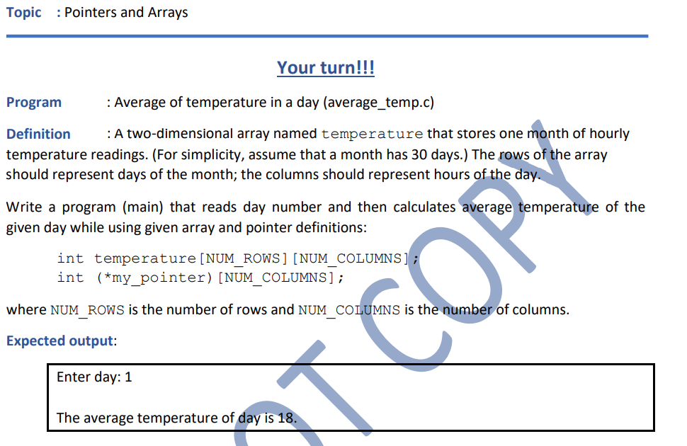 Solved Your turn!!! Program : Average of temperature in a | Chegg.com
