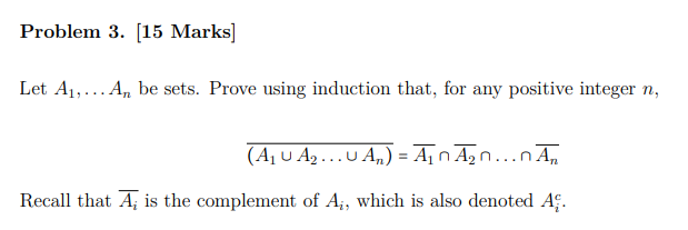 Solved Let A1,…An be sets. Prove using induction that, for | Chegg.com