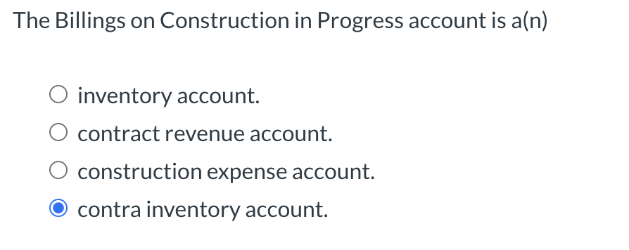 Solved The Billings on Construction in Progress account is a | Chegg.com