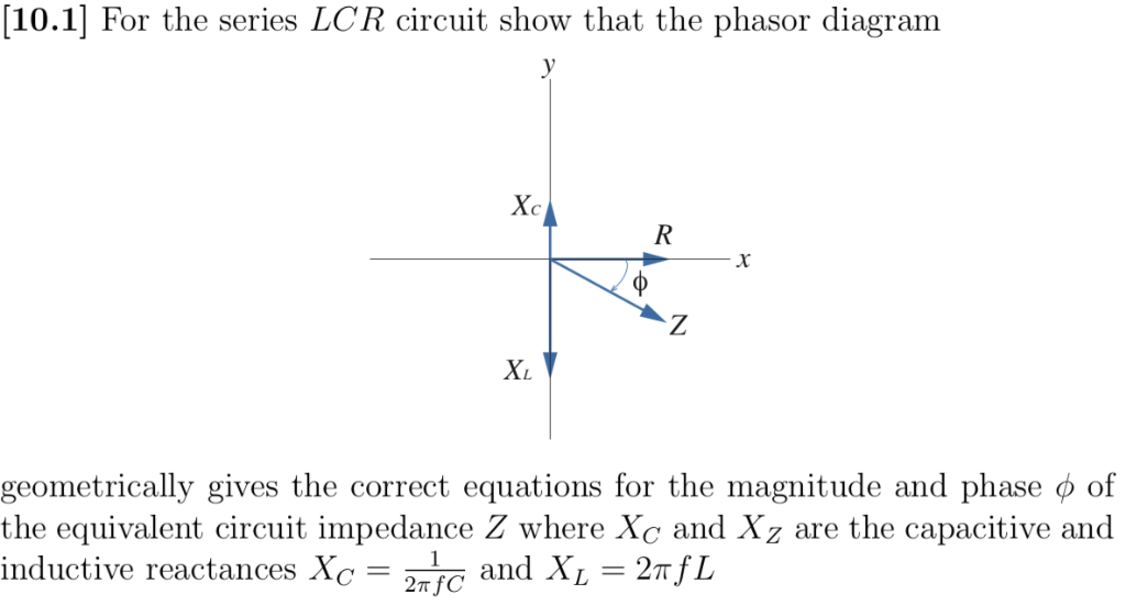 Solved 10.1 For the series LCR circuit show that the phasor | Chegg.com