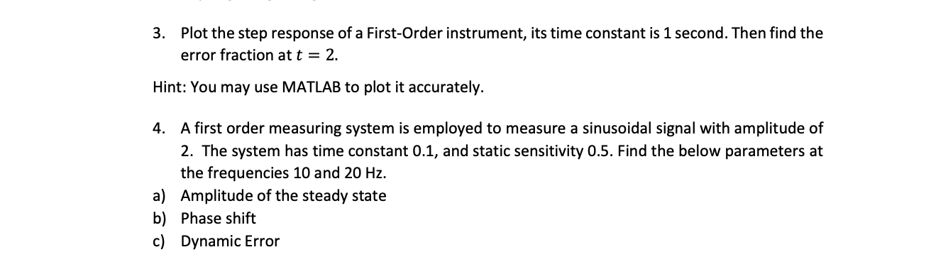 Solved 3. Plot the step response of a First-Order | Chegg.com