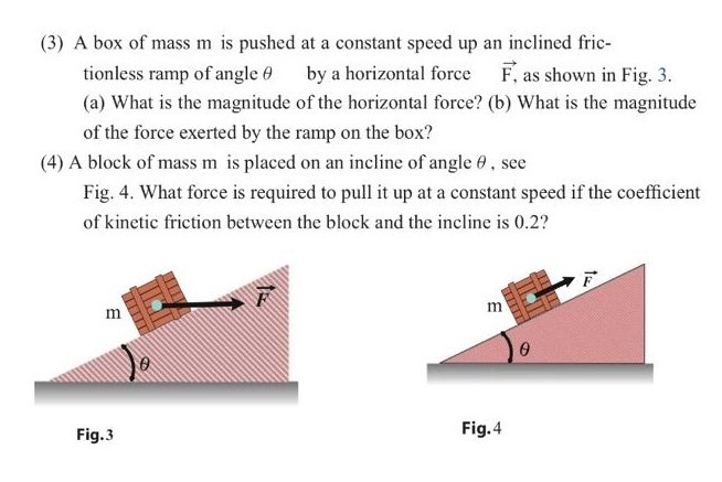 Solved (3) A box of mass m is pushed at a constant speed up | Chegg.com