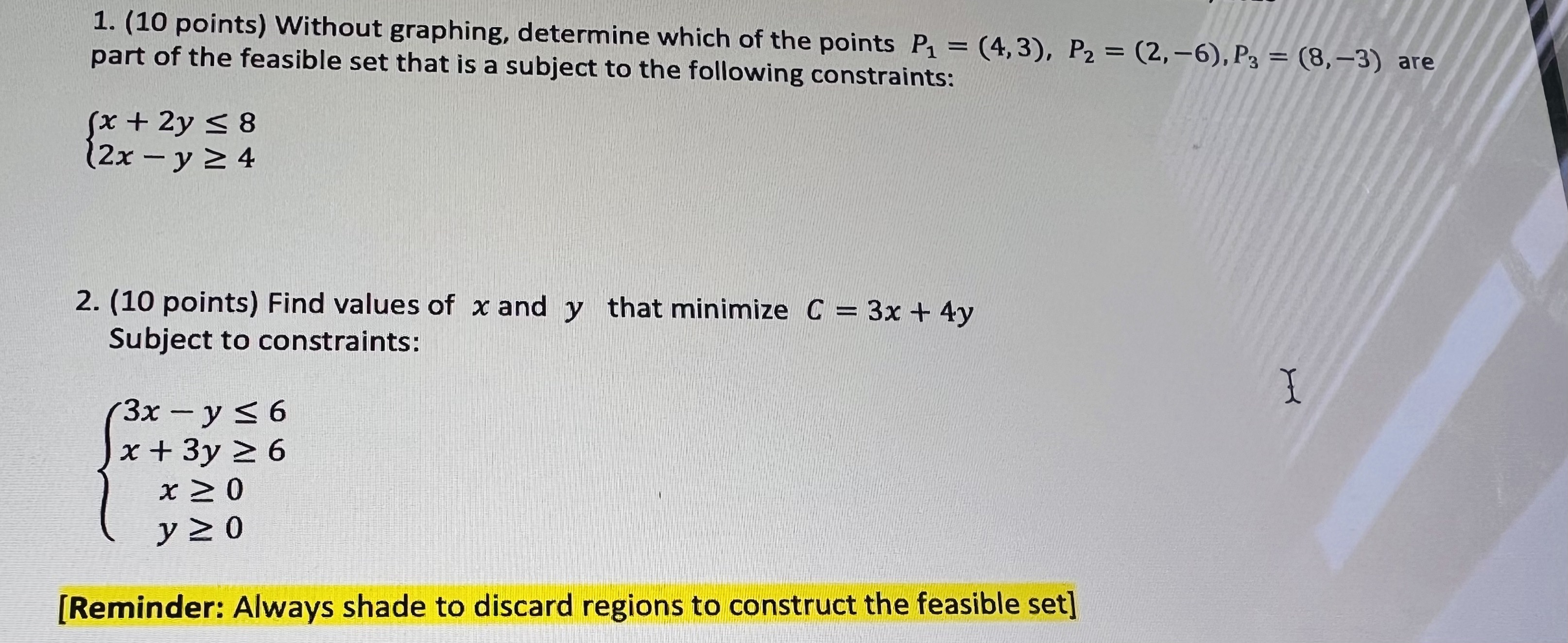 Solved 1. (10 points) Without graphing, determine which of | Chegg.com