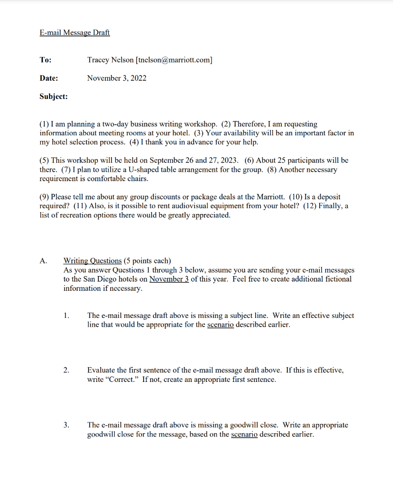 Solved E-mail Message Draft To: Tracey Nelson | Chegg.com