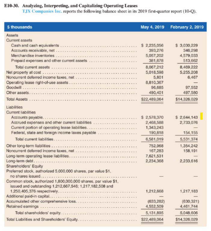 Solved E10-30. Analyzing, Interpreting, and Capitalizing | Chegg.com