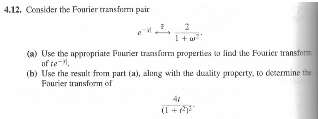 Solved 4.12. Consider the Fourier transform pair | Chegg.com