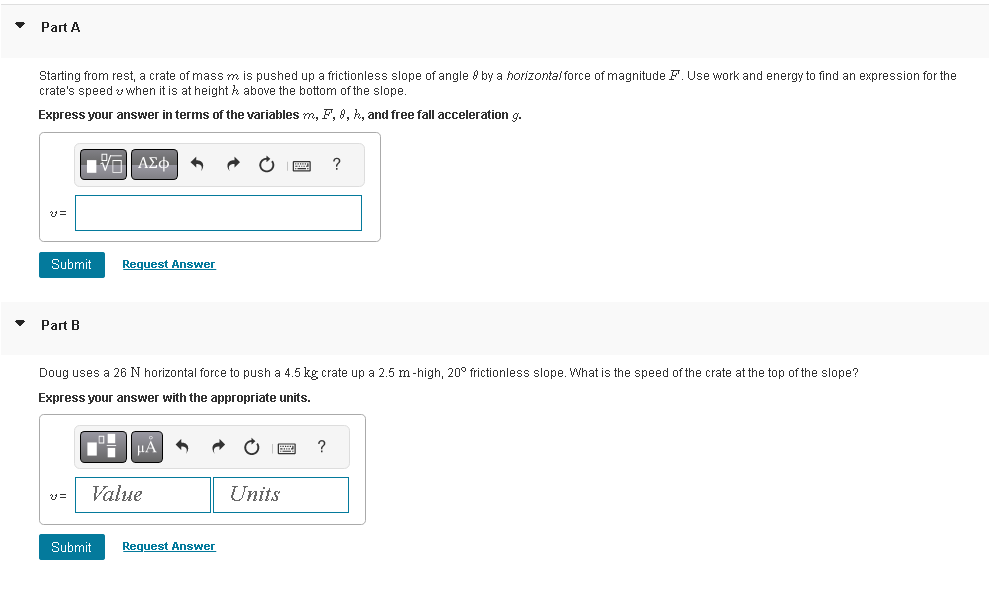 Solved Starting from rest, a crate of mass m is pushed up a | Chegg.com