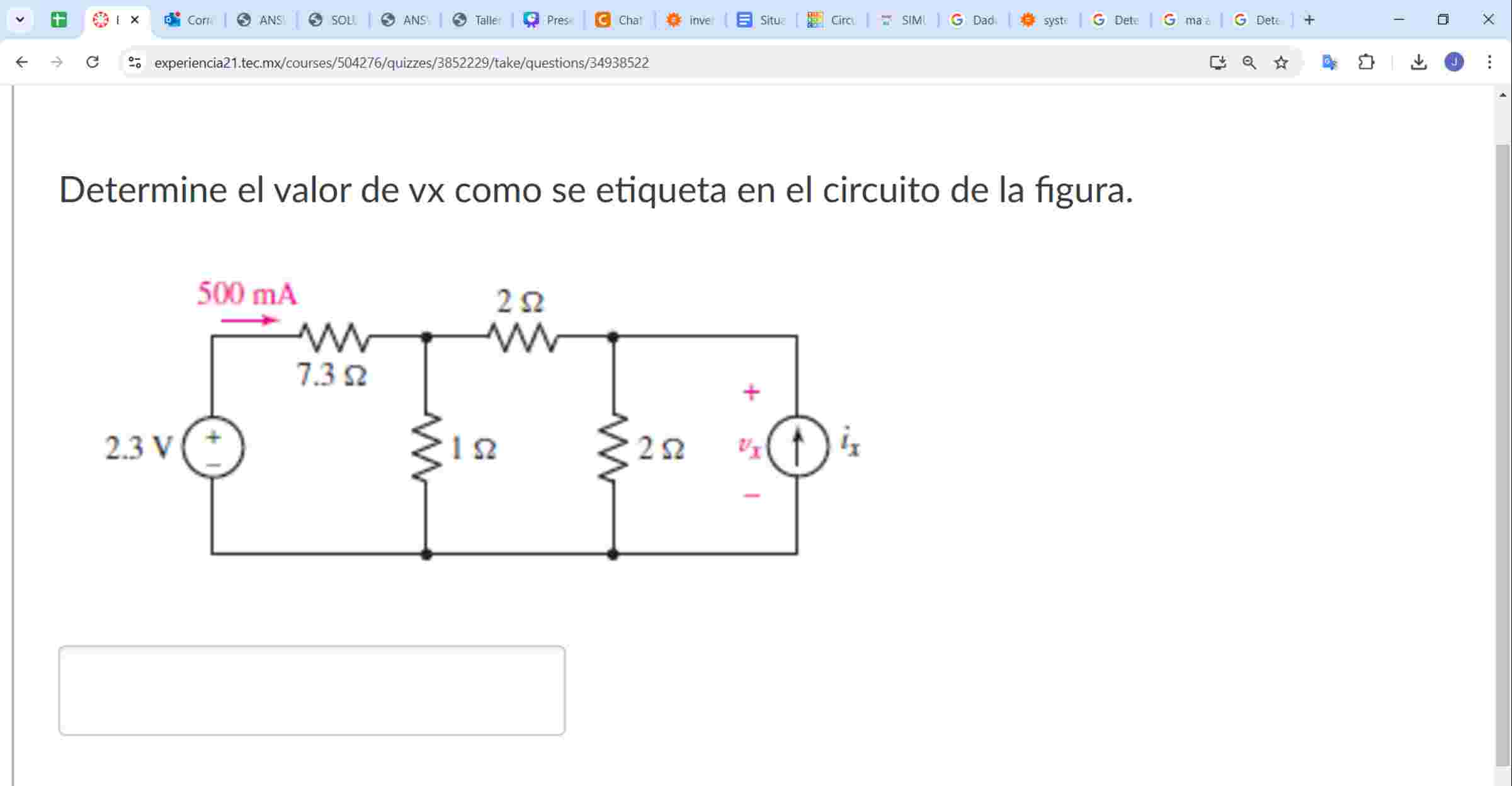Solved Determine el valor de vx como se etiqueta en el | Chegg.com