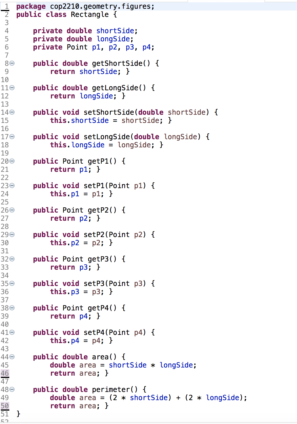 Solved 6. Modify the Rectangle class to add information | Chegg.com