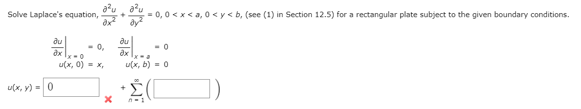 Solved Solve Laplace's equation, ∂2u ∂x2 + | Chegg.com