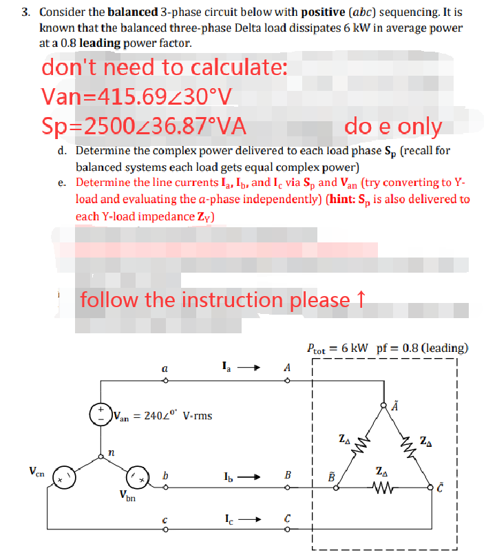 Solved 3. Consider the balanced 3-phase circuit below with | Chegg.com