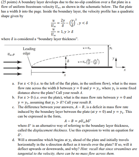 Solved 2 (25 points) A boundary layer develops due to the | Chegg.com
