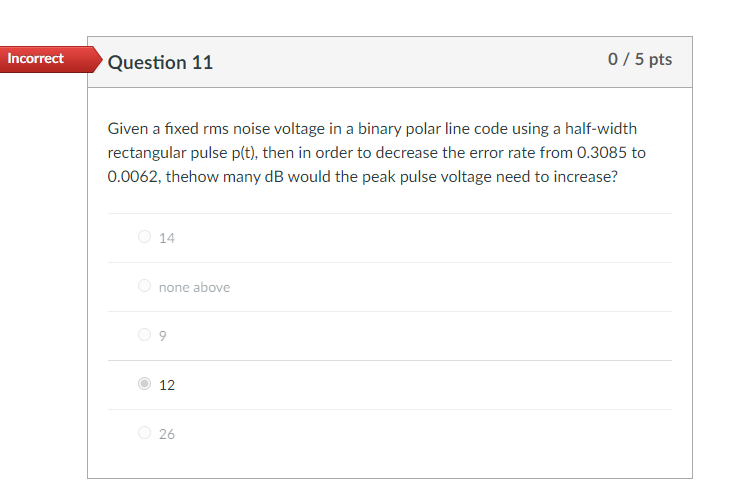 Solved Given a fixed rms noise voltage in a binary polar | Chegg.com