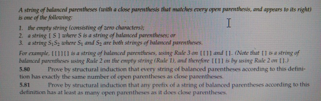 A string of balanced parentheses (uith a close | Chegg.com