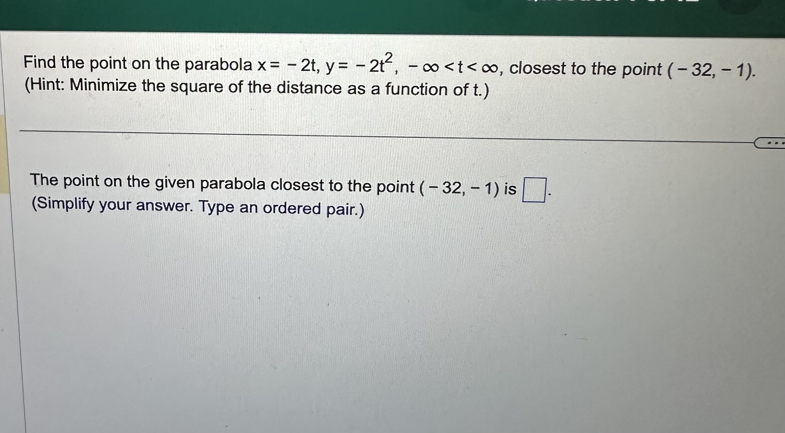 Solved Find the point on the parabola | Chegg.com