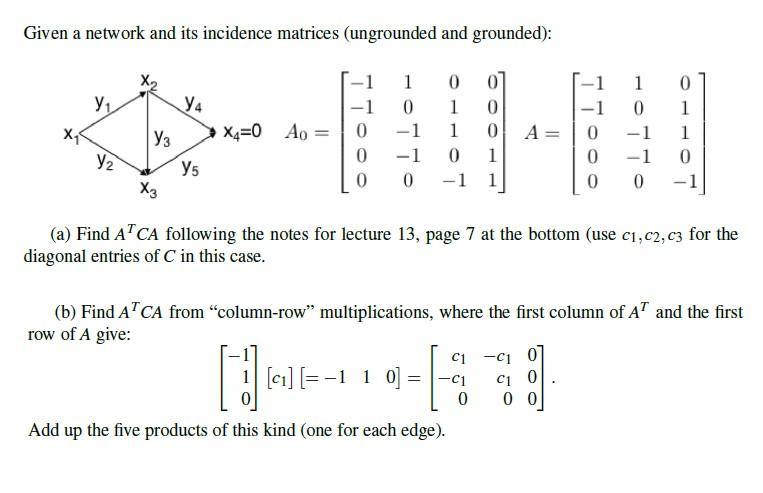 Given a network and its incidence matrices | Chegg.com