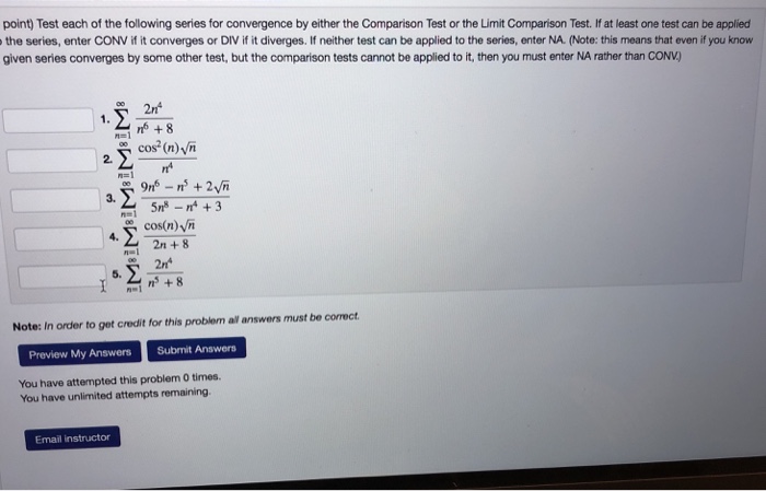 Solved 1 point Decide whether each of the following series | Chegg.com