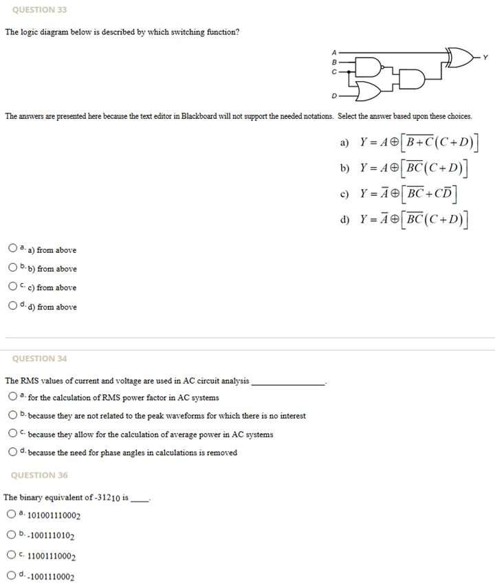 Solved QUESTION 33 The logic diagram below is described by | Chegg.com