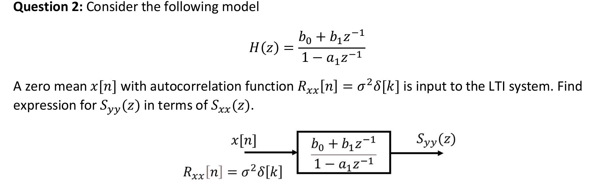 Solved Question 2: Consider the following model | Chegg.com