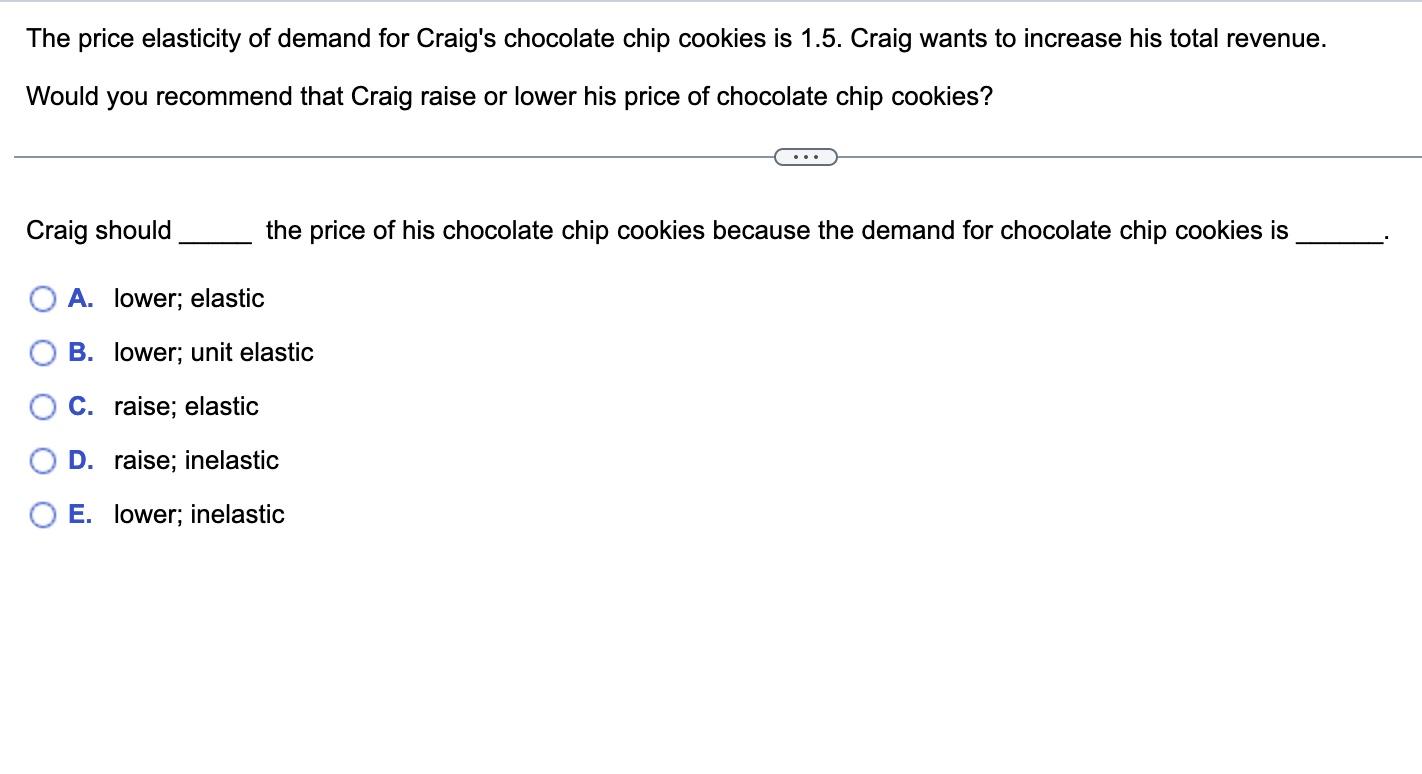 Solved The price elasticity of demand for Craig's chocolate | Chegg.com