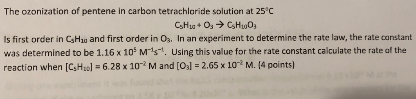 The ozonization of pentene in carbon tetrachloride | Chegg.com