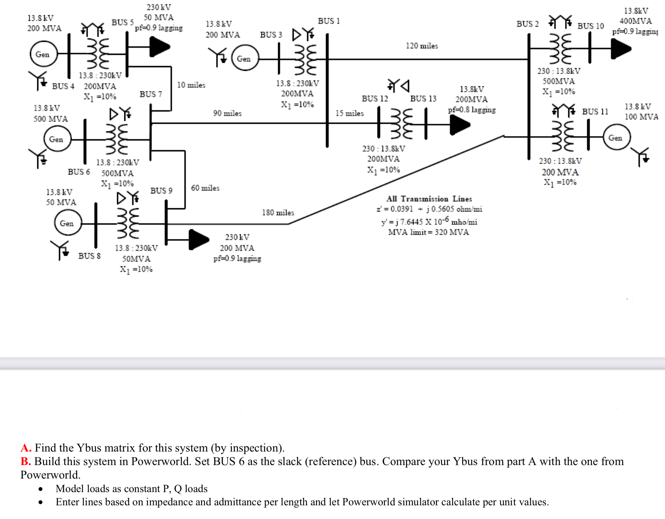Solved You are given a 13-bus power system shown below. The | Chegg.com