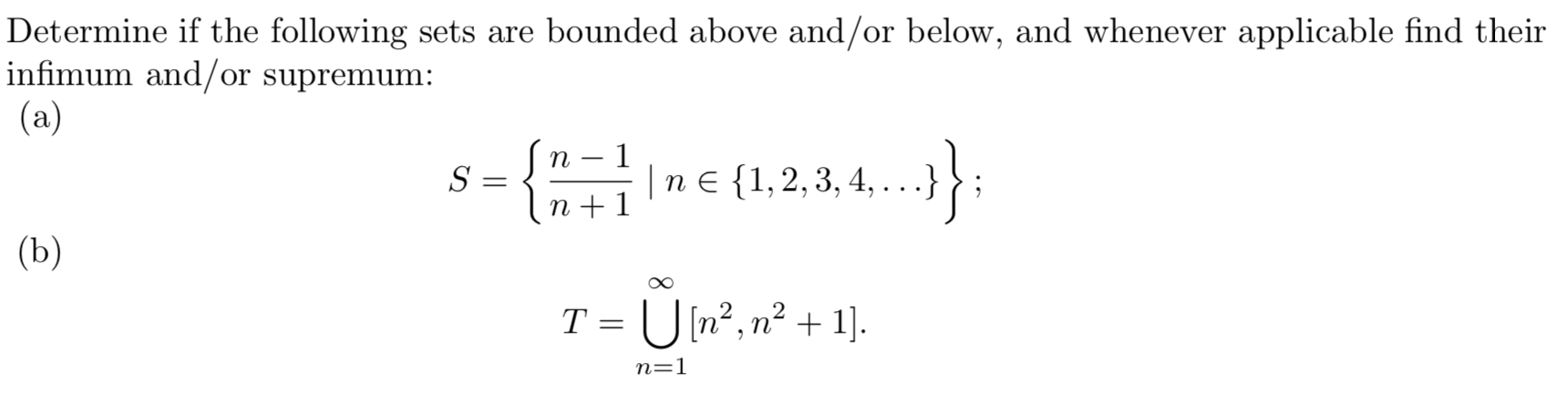 Solved Determine if the following sets are bounded above | Chegg.com