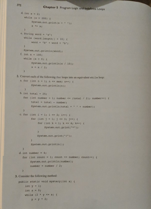 Solved for each of the following while loops State how many | Chegg.com