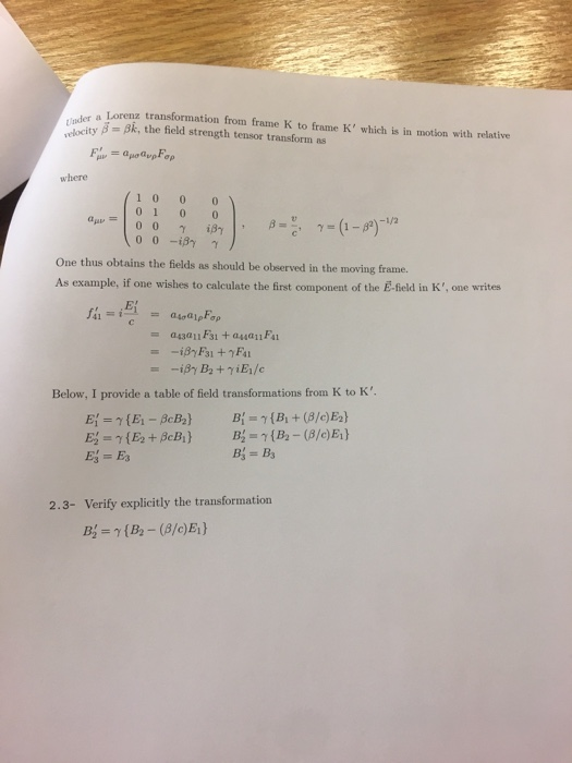 Solved a Lorenz transformation from frame K to frame K' | Chegg.com