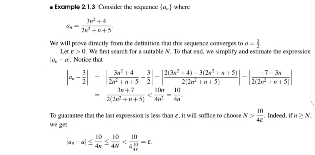 Solved Example 2.1.3 Consider the sequence any where 3n2 +4 | Chegg.com