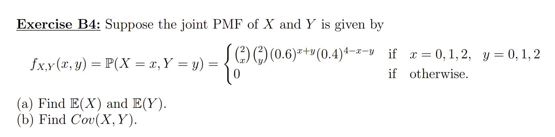 Solved Exercise B4: Suppose the joint PMF of X and Y is | Chegg.com