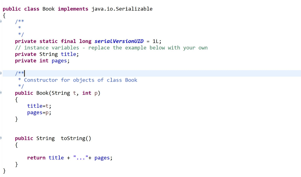 Solved public class Book implements java.io.Serializable | Chegg.com Solved public class Book implements java.io.Serializable | Chegg.com
