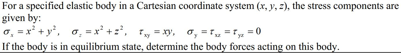 Solved For a specified elastic body in a Cartesian | Chegg.com