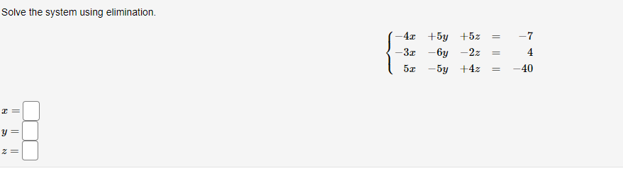 Solved Solve the system using elimination. | Chegg.com