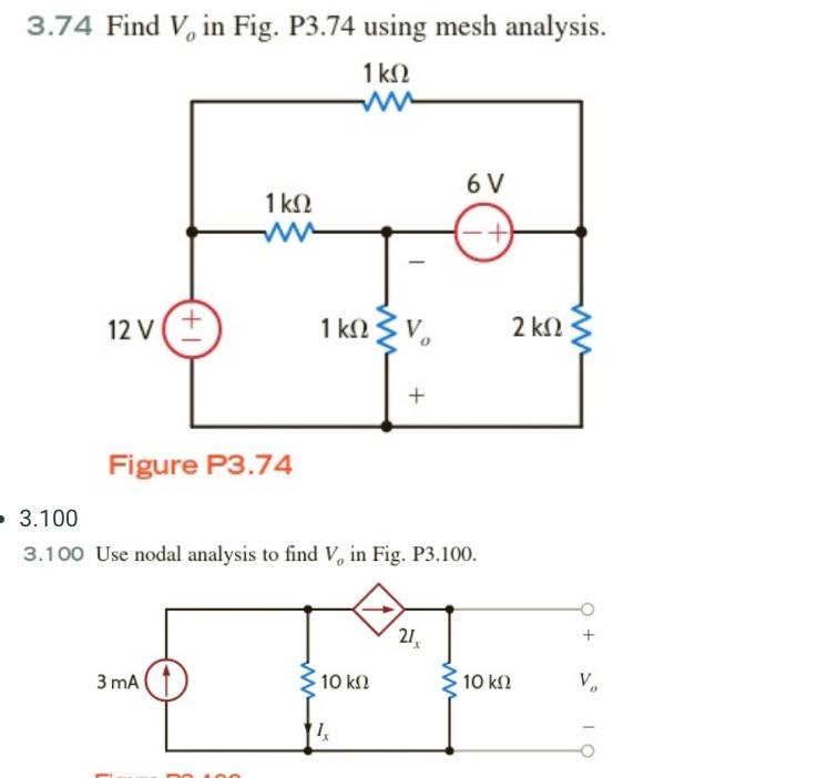 3.74 Find Vo in Fig. P3.74 using mesh analysis. | Chegg.com