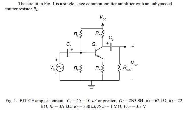 Solved The circuit in Fig. 1 is a single-stage | Chegg.com
