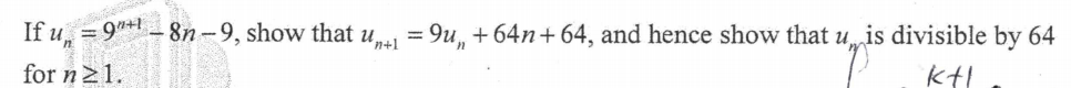 Solved If un=9n+1−8n−9, show that un+1=9un+64n+64, and hence | Chegg.com