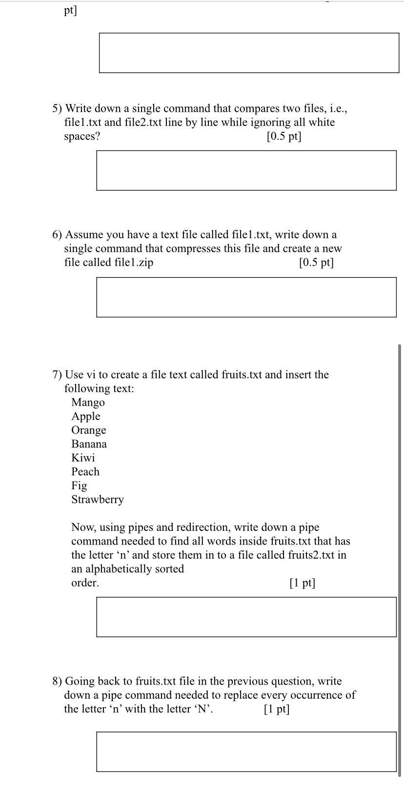 Solved 5) Write down a single command that compares two | Chegg.com