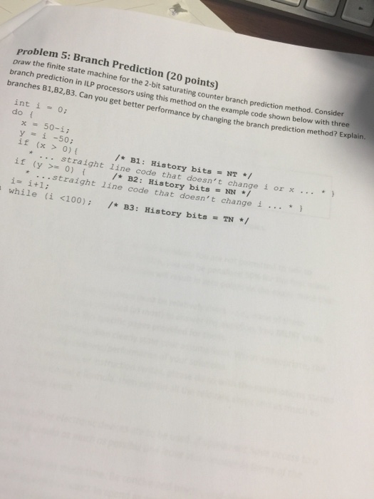 Solved problem 5: Branch Prediction (20 points) Draw the | Chegg.com