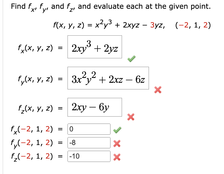 Solved Find fx and fy, and evaluate each at the given point. | Chegg.com