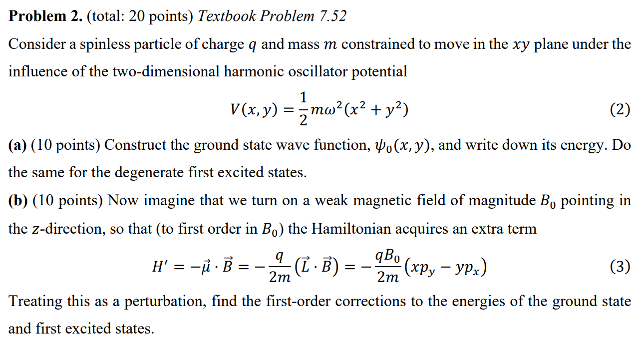 Solved Problem 2. (total: 20 points) Textbook Problem 7.52 | Chegg.com