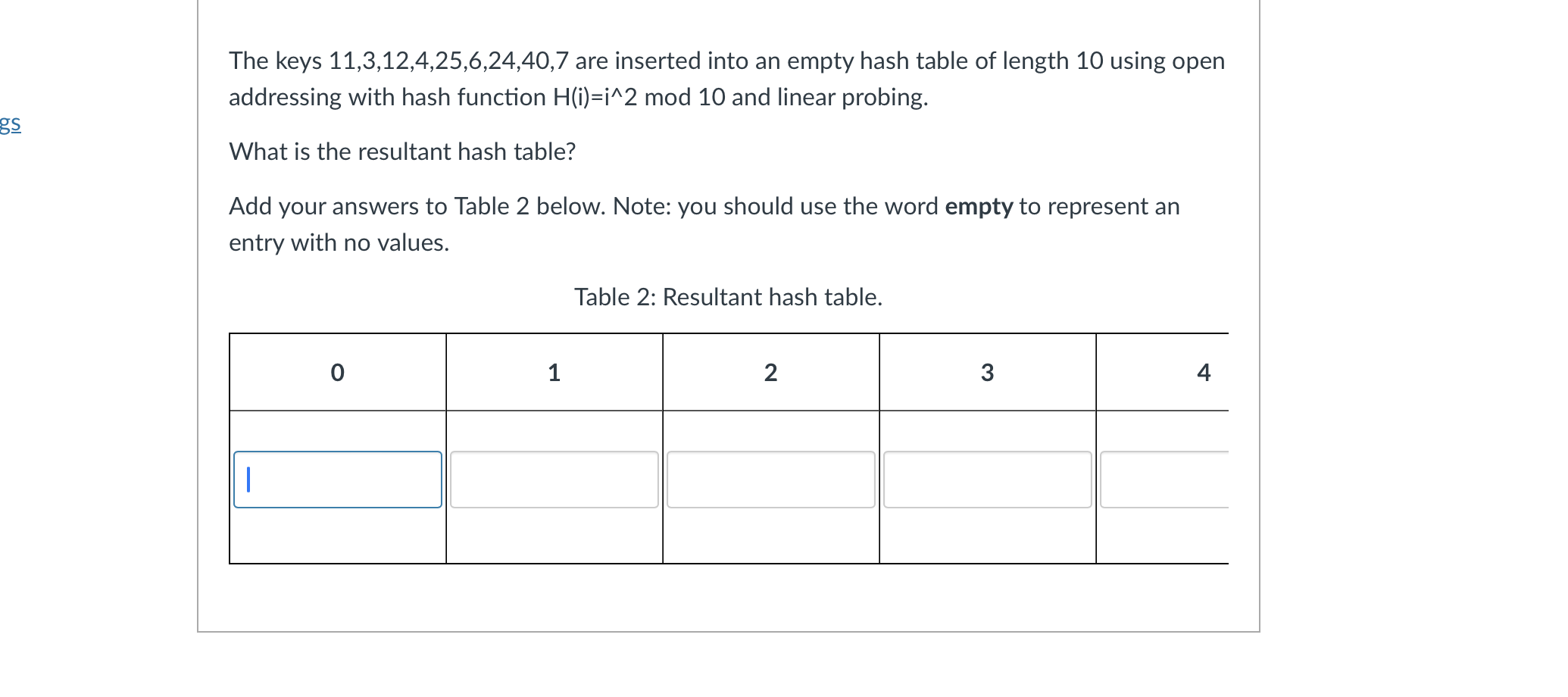 Solved The keys 11,3,12,4,25,6,24,40,7 ﻿are inserted into an | Chegg.com