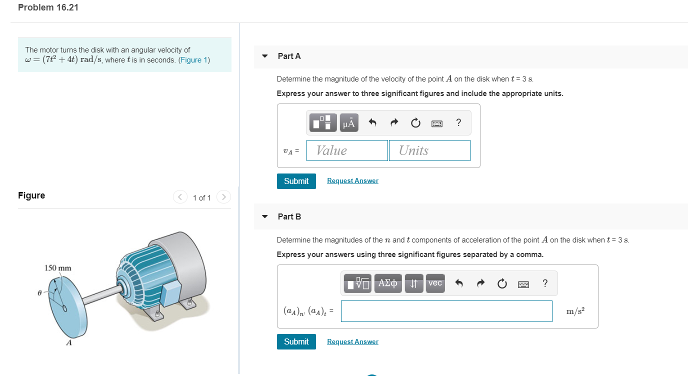 Solved Problem 16.21 The motor turns the disk with an | Chegg.com
