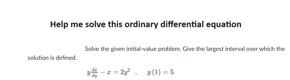 Solved Help me solve this ordinary differential | Chegg.com
