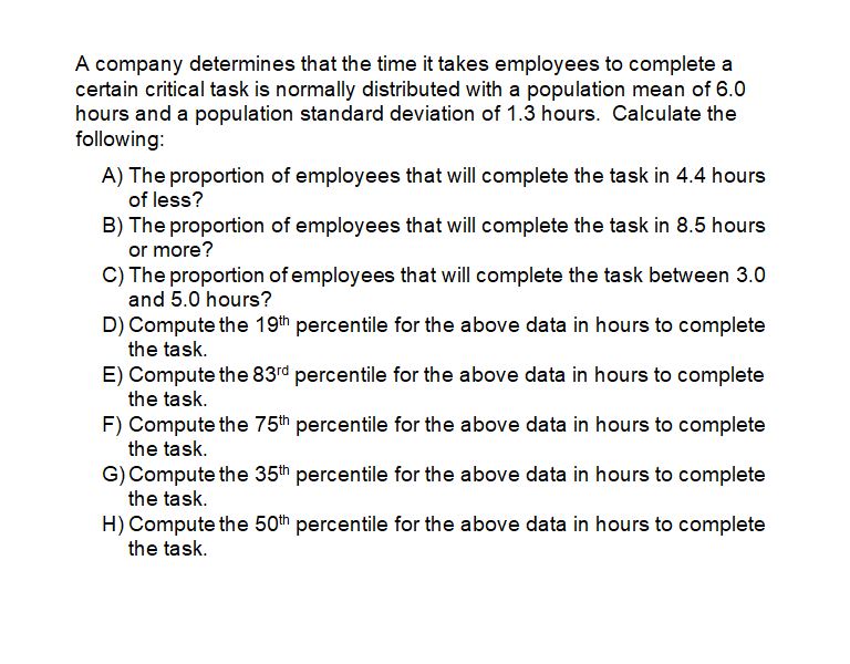 Solved A company determines that the time it takes employees | Chegg.com
