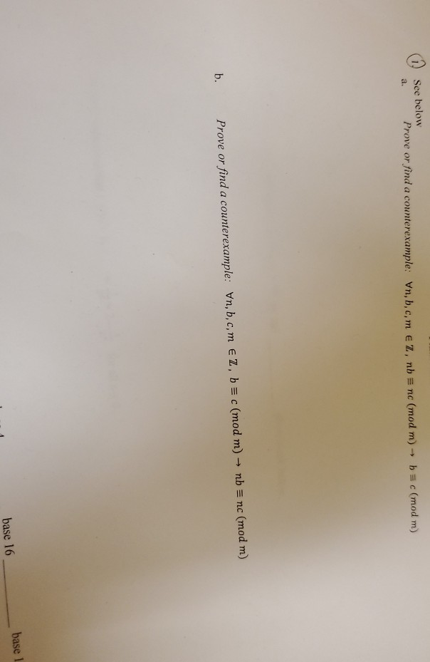Solved (1) See below Prove or find a counterexample: | Chegg.com