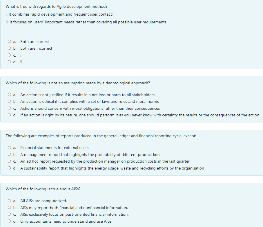 Solved What is true with regards to Agile development | Chegg.com