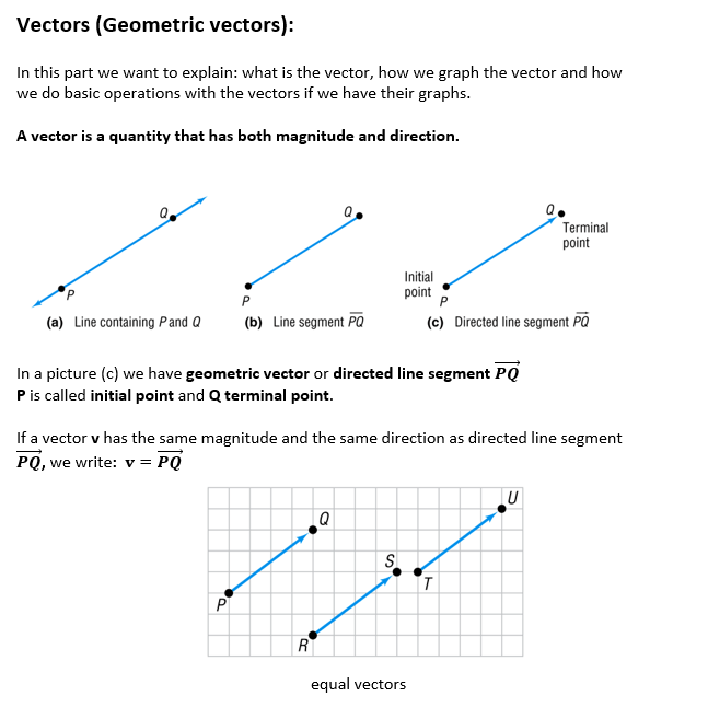 Solved Vectors (Geometric vectors): In this part we want to | Chegg.com