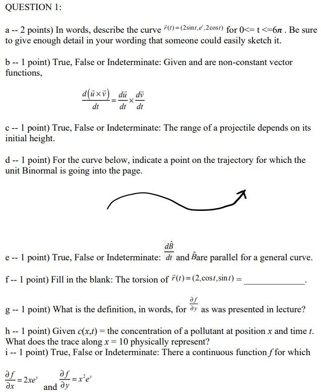 Solved a −2 points) In words, describe the curve | Chegg.com